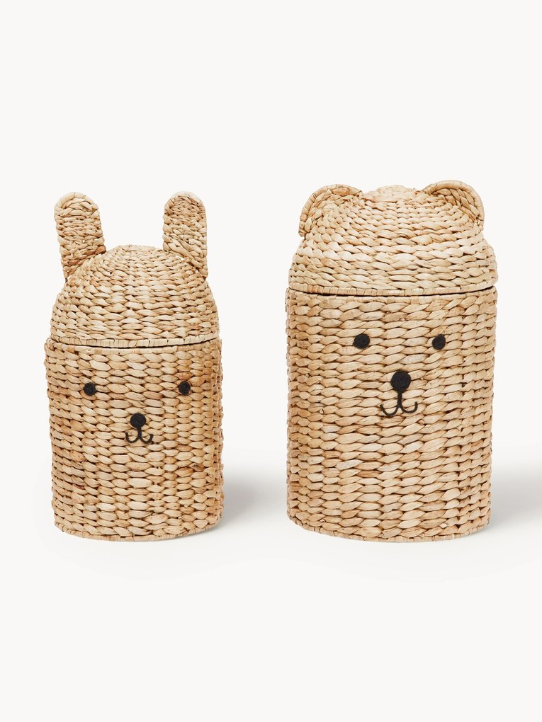 Sada ručně vyrobených skladovacích košů s víky Bear & Rabbit, 2 díly