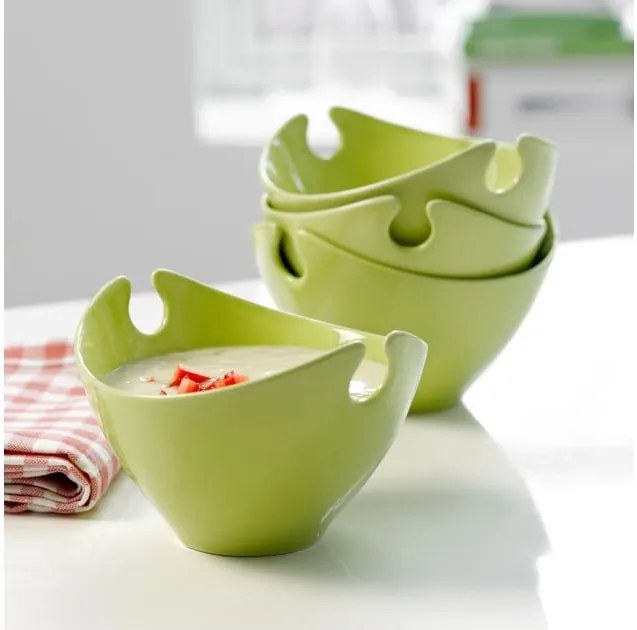 Sada 4 porcelánových misek Steel Function Milano Green