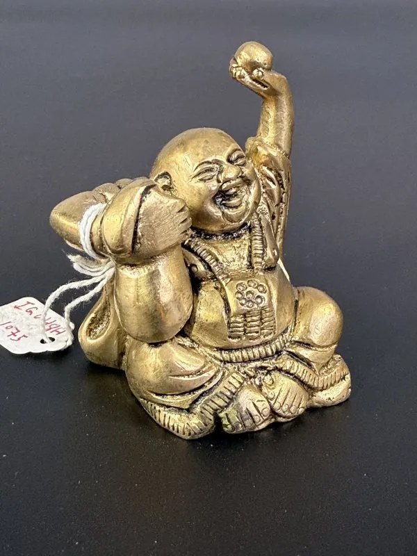 Kovová soška smějící se Buddha 6,5 cm – Indie