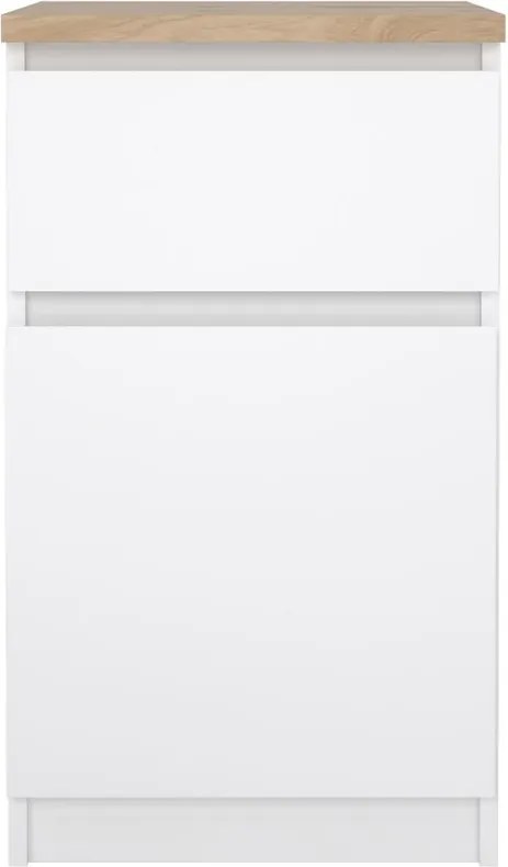 Noční stolek Simplicity IV, bílý lesk / hikora jackson