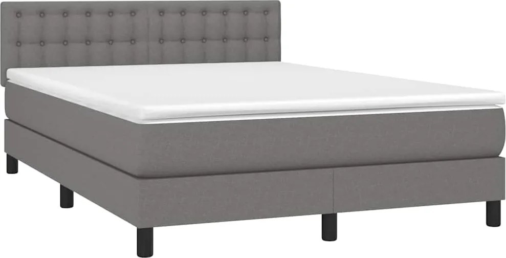 Box spring postel s matrací a LED tmavě šedá 140x190 cm textil 3133470
