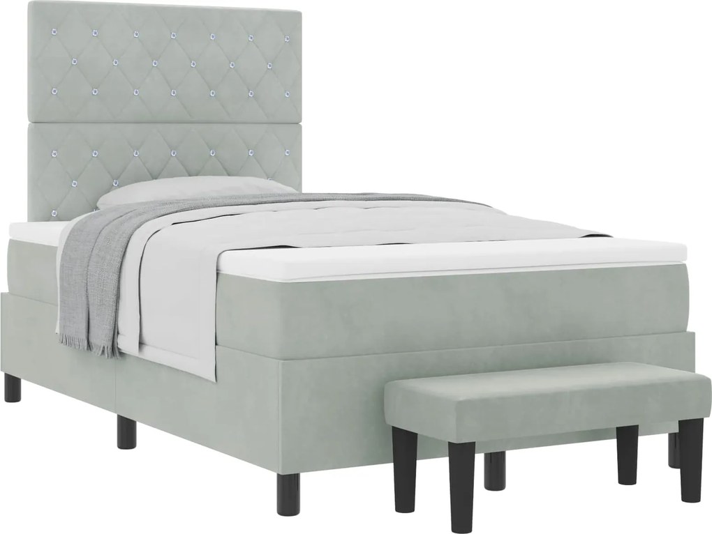 Postel s boxspringem s čelo Světle šedá 190 x 120 cm samet 3344432