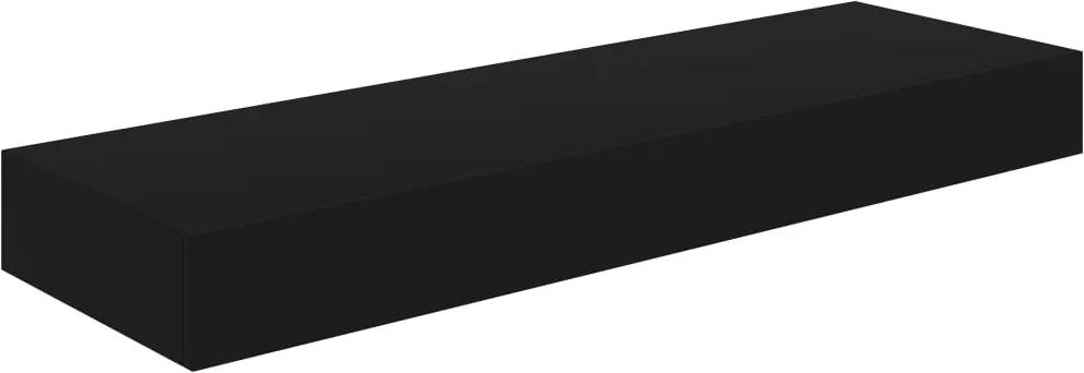 Plovoucí police na zeď se zásuvkou - černá | 80x25x8 cm | BIANO