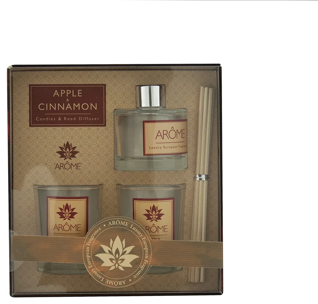 Arôme Difuzér 50 ml Tyčinky Vonná svíčka Apple & Cinnamon - sada 4 ks