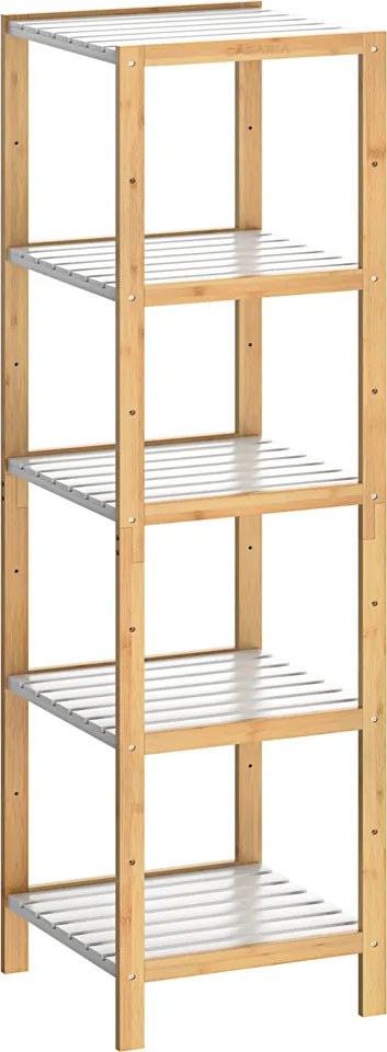 Policový regál bambus bílý 140x33x34cm