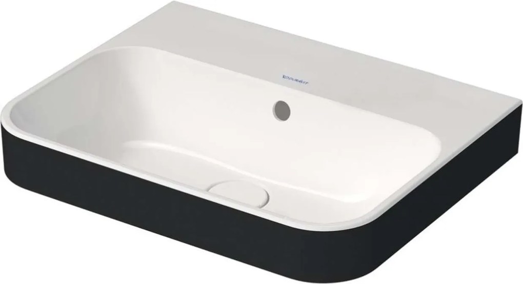 Duravit Happy D.2 - Umyvadlo na desku, 50x40 cm, s přepadem, bez otvoru pro baterii, s výpustí, antracit/bílá 2360506160