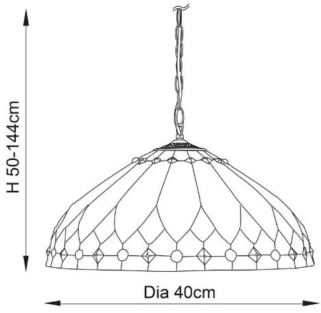 Endon 63977 - Lustr na řetězu Tiffany BROOKLYN 1xE27/60W/230V pr. 40 cm