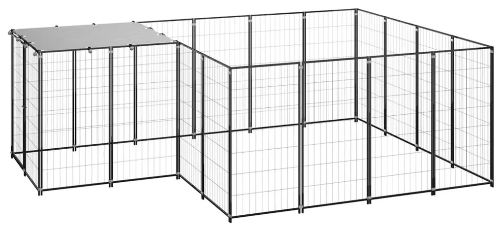 Psí kotec černý 6,05 m² ocel 3082205