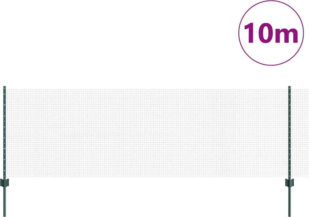 Svařovaná drátěná plotovina s tyčkami 10 x 0,8 m Zelená 3336441