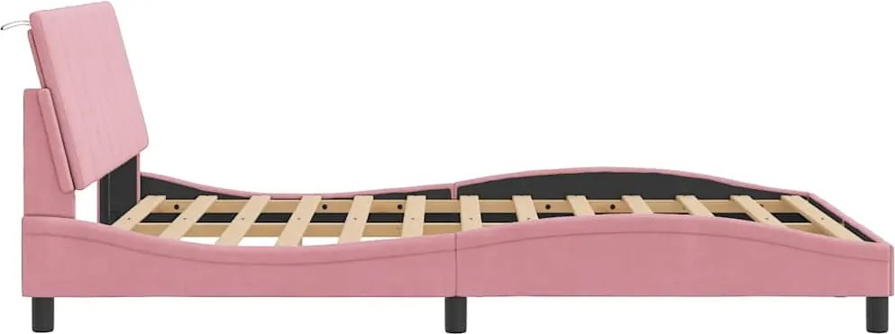 Rám postele bez matrace Hanko růžový 140x200 cm samet 3207854