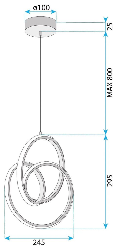 Toolight Toolight, LED závěsné svítidlo 25x30cm, 24W, 4000K, G076-1CP, zlatá lesklá, OSW-08650