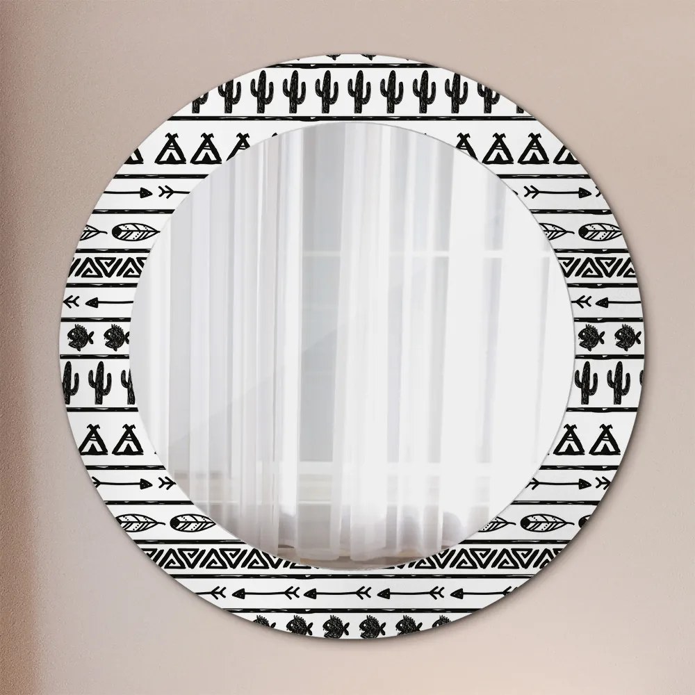 Kulaté dekorativní zrcadlo Boho minimalista fi 60 cm