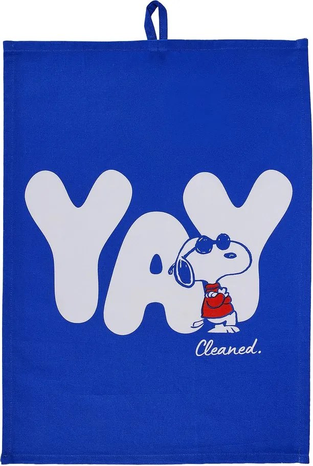 PEANUTS Utěrka "Yay" - modrá/bílá