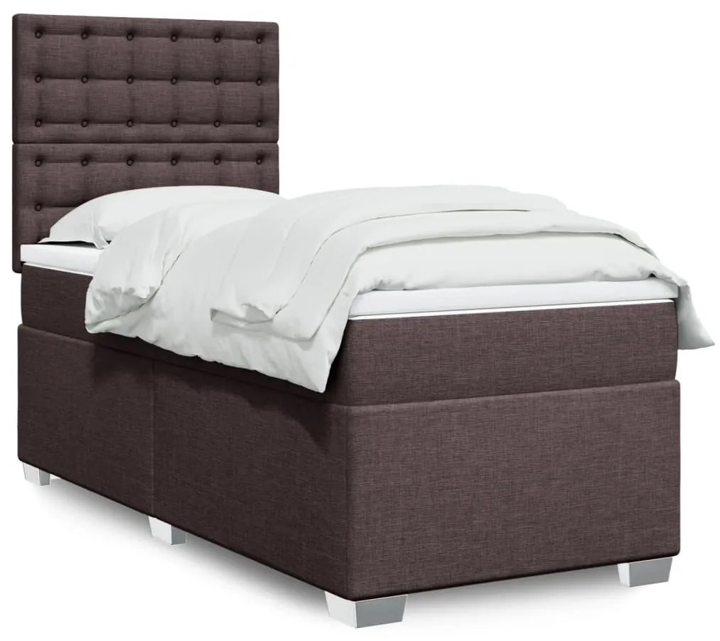 Box spring postel s matrací tmavě hnědá 90x200 cm textil 3292688