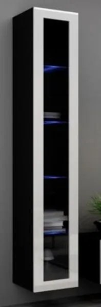 Cama Vitrína VIGO vysoká, prosklené dveře - černá/bílá