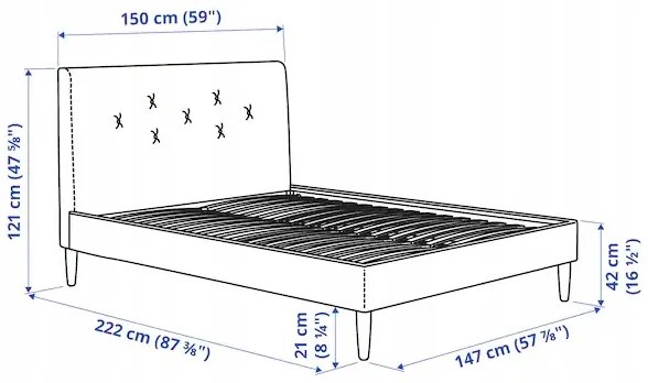 IKEA IDANAS Čalouněný rám postele 140x200 cm Gunnared tmavě šedá