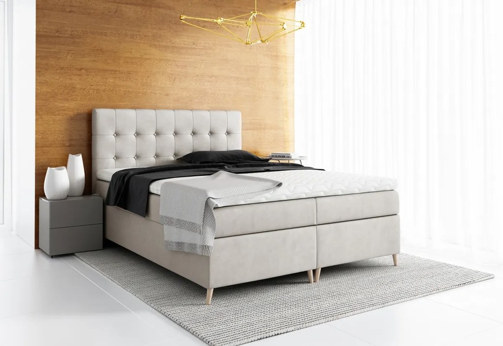 Expedo Čalouněná postel boxspring GLORIA + topper, 200x200, jasmine 21