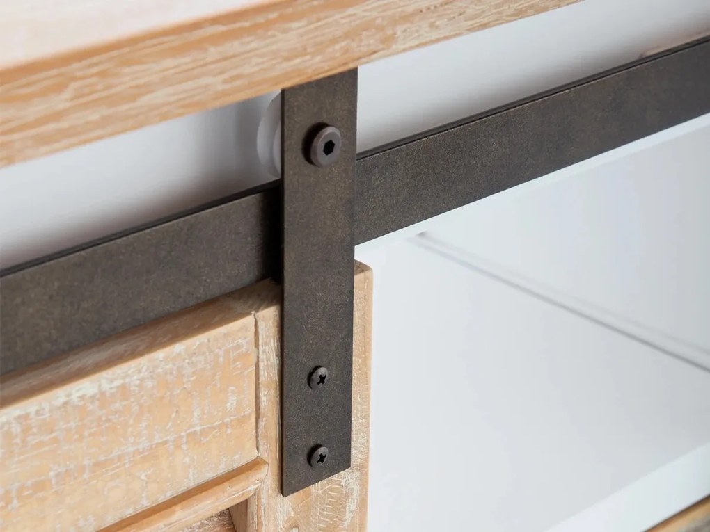 furniture-nabytek.cz - Masivní spodní skříňka pod dřez Caprino z borovice a MDF, lakovaná, bílá/hnědá – 70×35×60 cm