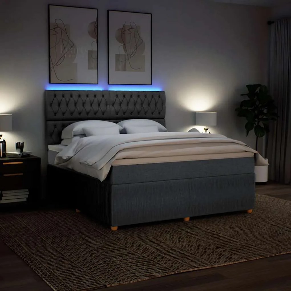 Box spring postel s matrací tmavě šedá 180x200 cm textil 3294443