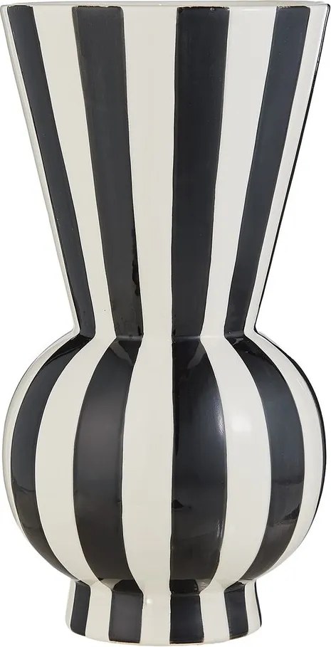 LYDIA Váza pruhy 30 cm - černá/bílá