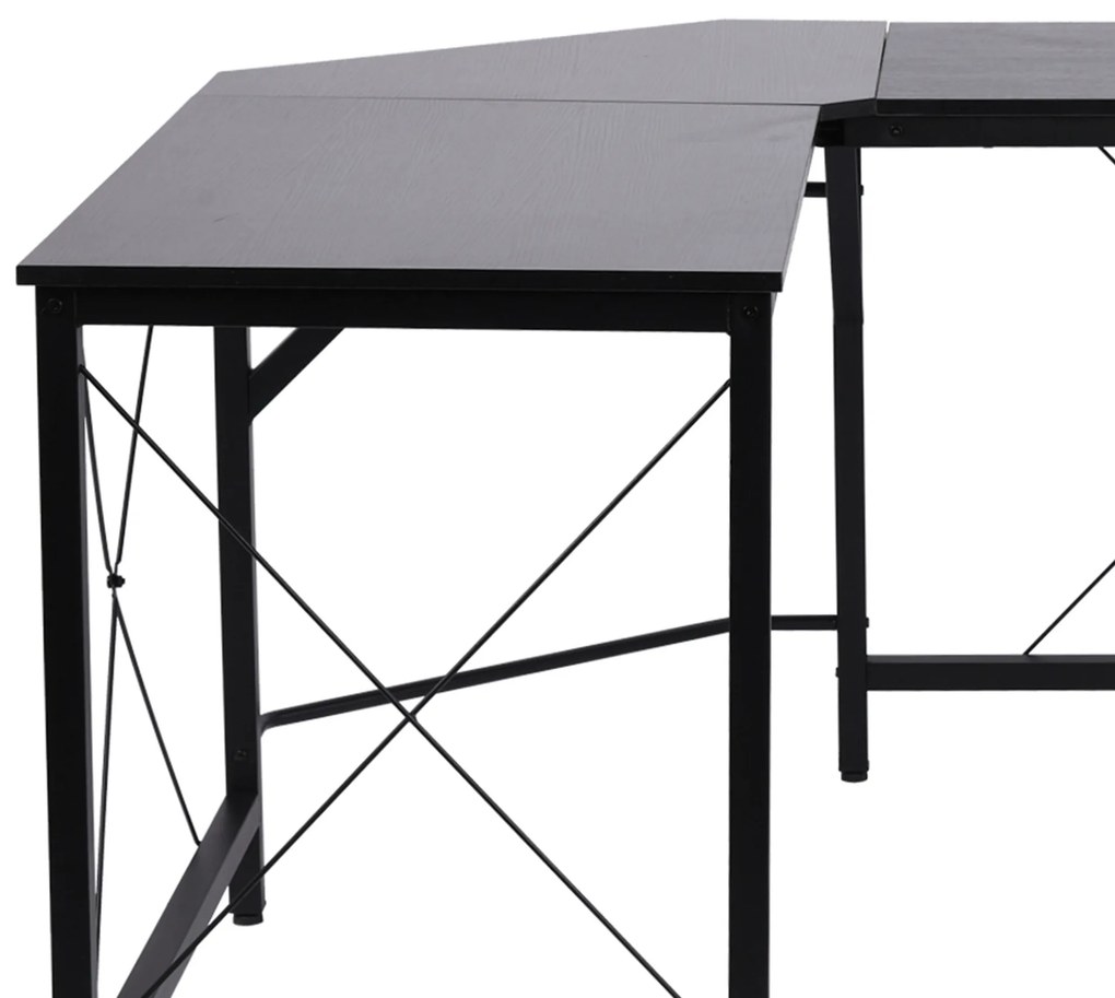 Počítačový stůl HOMCOM Rohový stůl ve tvaru L 150x150x76cm MDF černý, moderní rohový stůl pro kancelář a domácí pracovnu