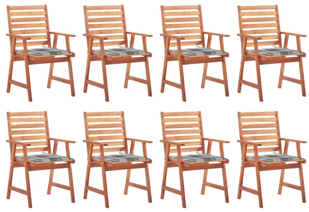 3078388 vidaXL Zahradní jídelní židle 8 ks s poduškami masivní akáciové dřevo