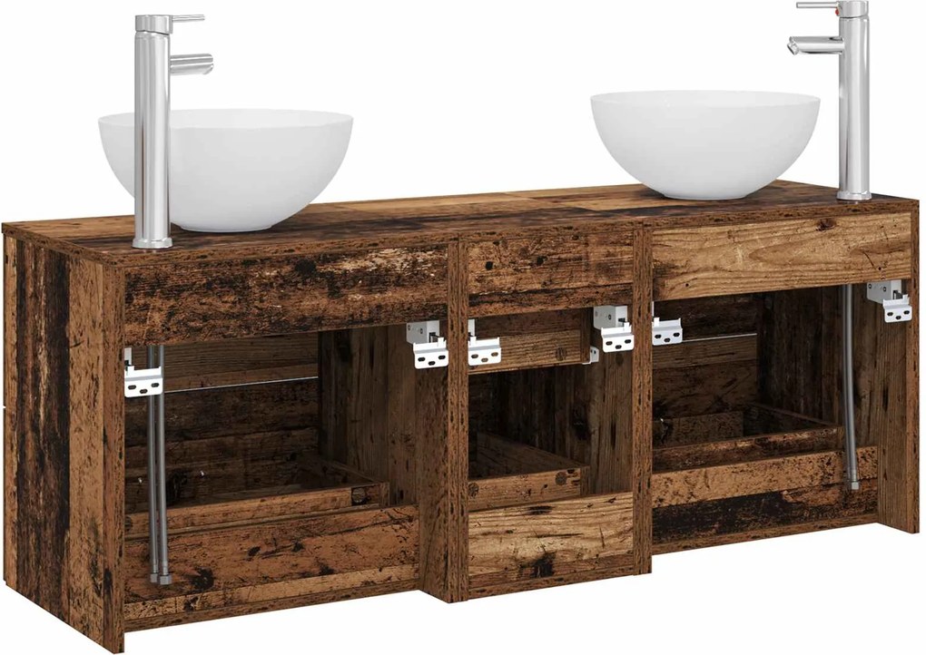 Sada koupelnových skříněk 3 ks Staré dřevo 49,5 x 35 x 63 cm 3405801