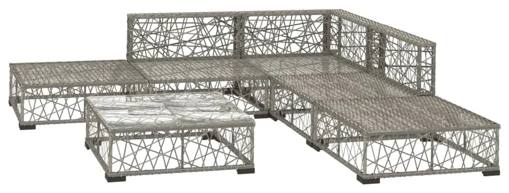 vidaXL Marketos 6dílná zahradní sedací souprava s poduškami polyratan šedá
