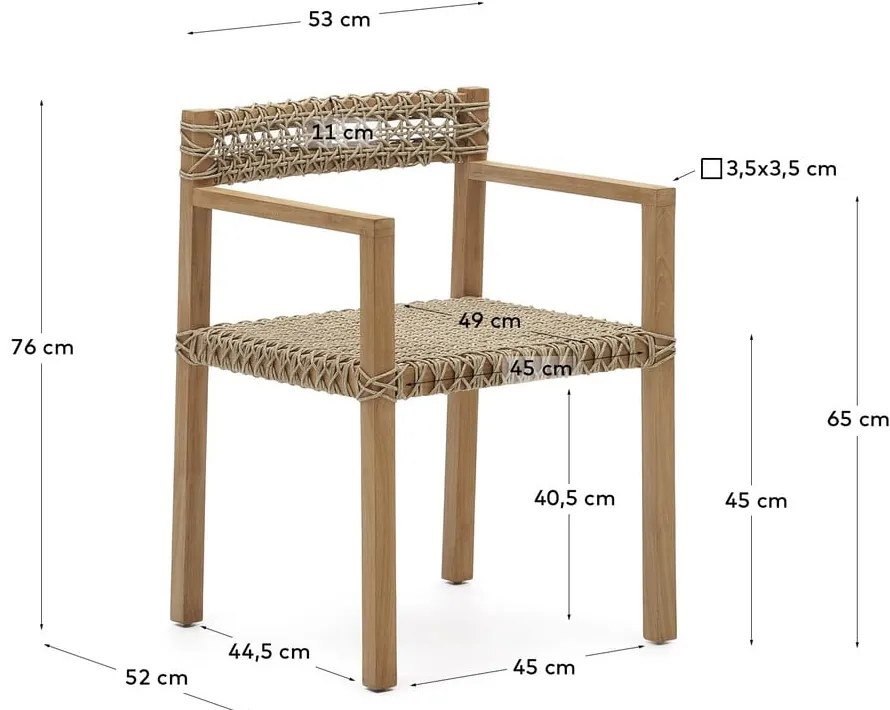 Dřevěné/ratanové zahradní židle v sadě 2 ks v přírodní barvě Giverola – Kave Home