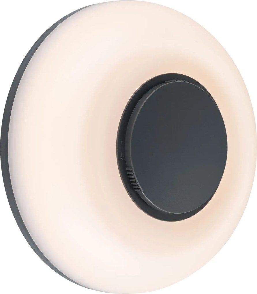 P 94955 LED venkovní nástěnné svítidlo Aureva IP65 kruhové 220mm 2200 - 4000K 20,5W 230V antracit/bílá polykarbonát - PAULMANN