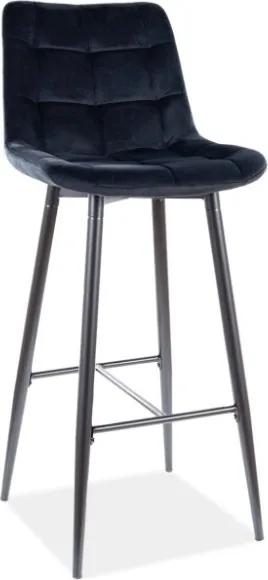 Casarredo - Komfort nábytek Barová židle SIK VELVET černá/černý kov