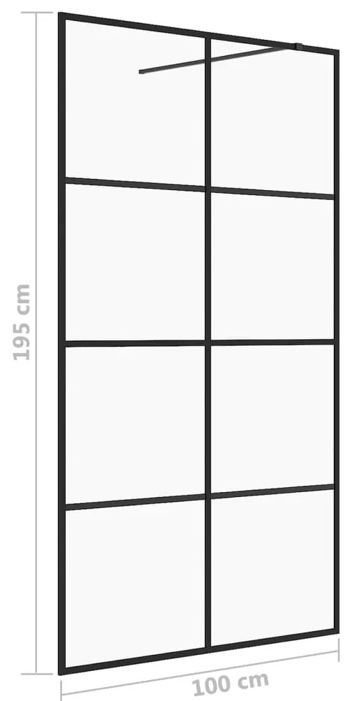 vidaXL Marketos Zástěna do průchozí sprchy čiré ESG sklo 100 x 195 cm černá