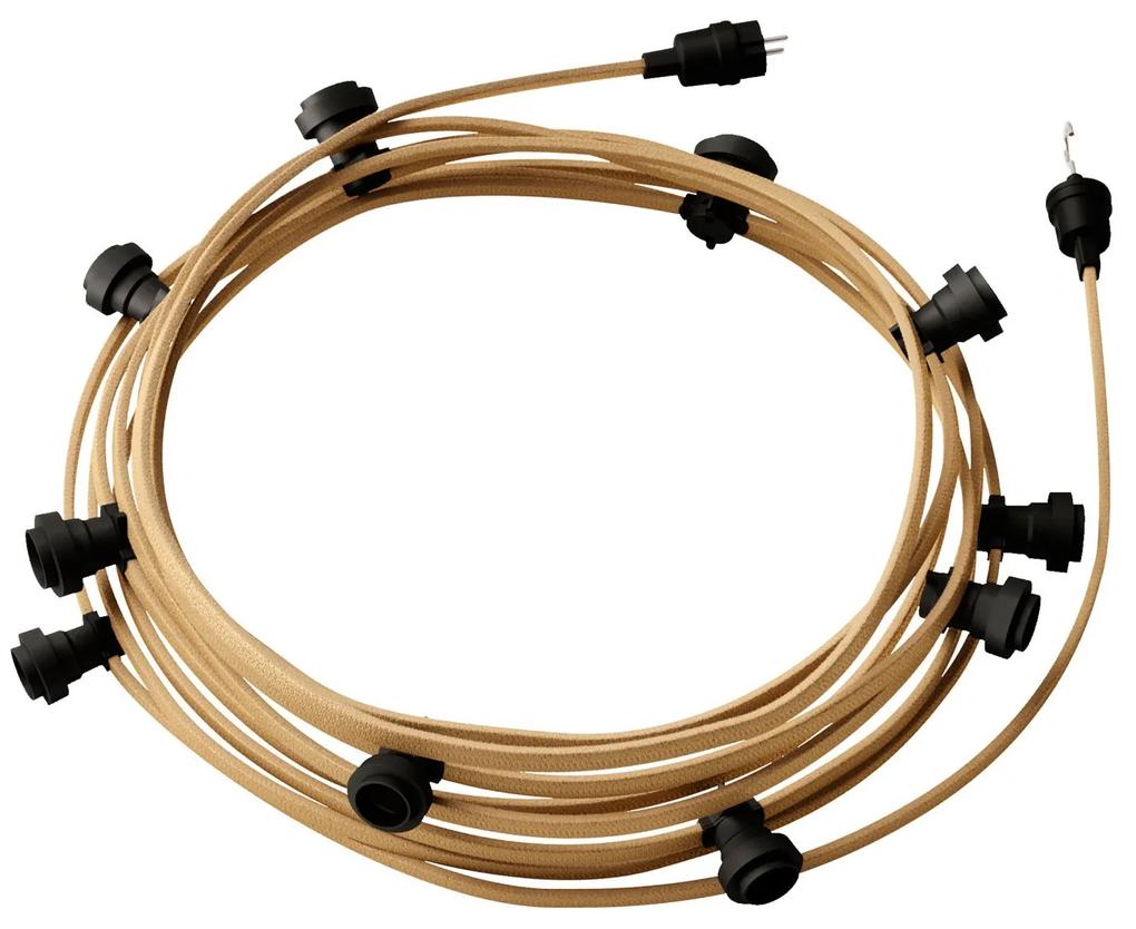 creative cables Hotový světelný řetěz LUMET 12,5 m je sestavený z 10 černých objímek, háčku a zástrčky Barva kabelu: Bílo-černá - CZ04