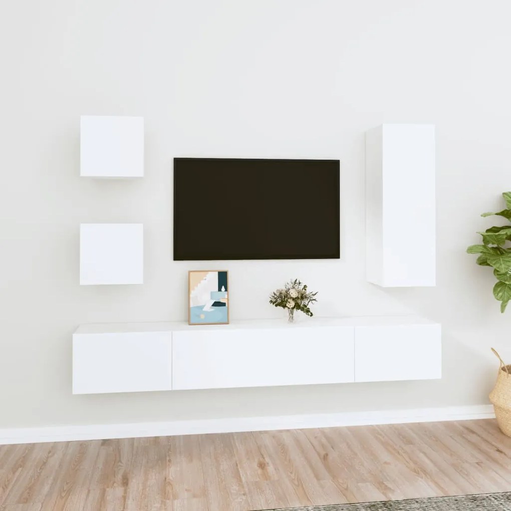 5dílný set TV skříněk bílý kompozitní dřevo 3114438