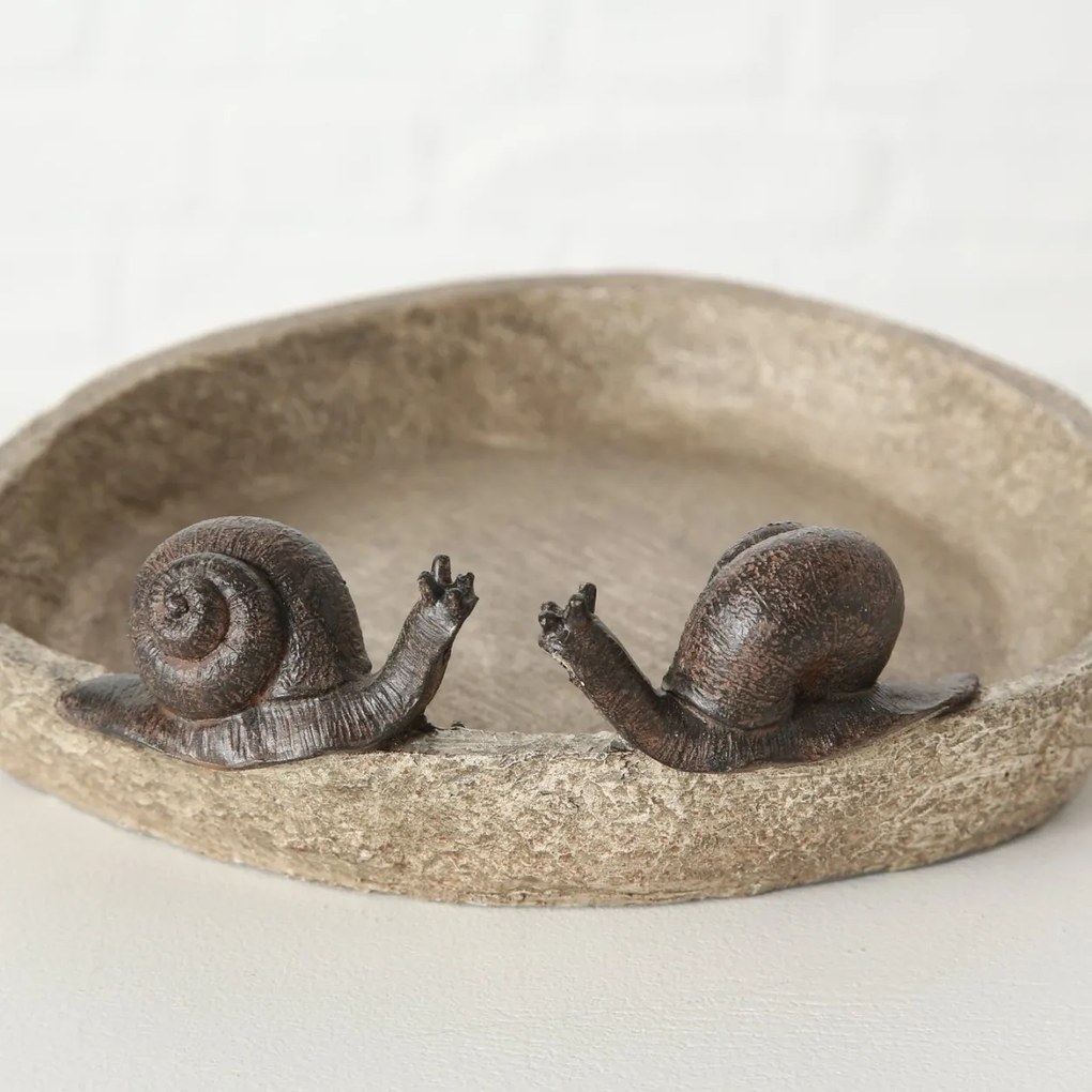 Napajedlo pro ptáky Snails, 6x21 cm, polyresin, béžová