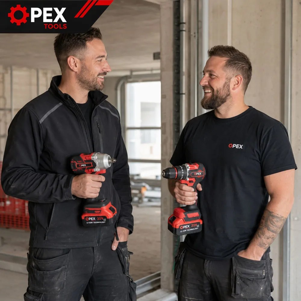 OPEX TOOLS Sada 2 v 1: vrták a šroubovák + akumulátový rázový klíč, 2x aku 21 v, 3 ah