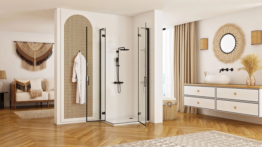 Rea, Sprchová kabina REA Hugo Double Black 100x100, KPL-K6602