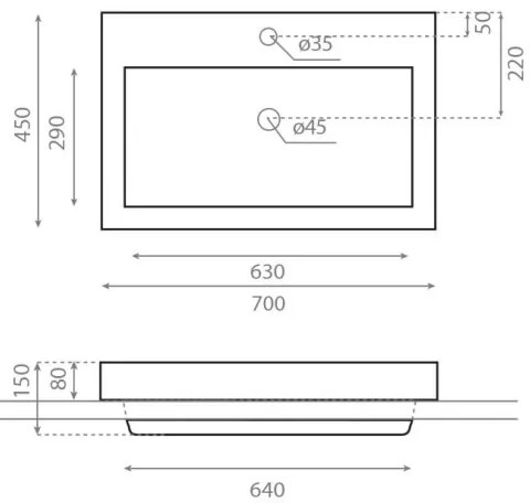 Bathco 0023 - Zápustné umyvadlo MANCHESTER 70x45 cm porcelán/bílá