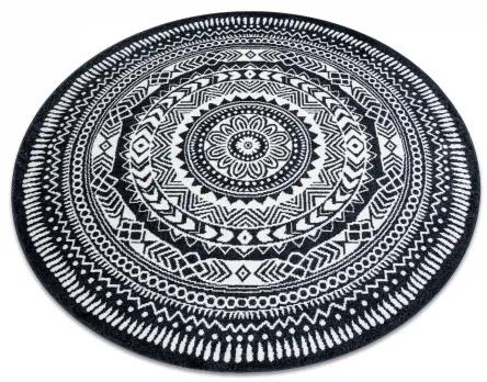Dywany Luszczow Kulatý koberec FUN Napkin ubrousek - černý Rozměr koberce: 140 cm KRUH
