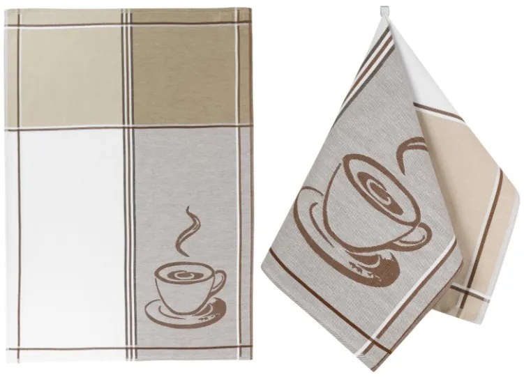 Bellatex Kuchyňská utěrka 1 ks 50x70 cm Espresso Hnědá,Béžová,Bílá