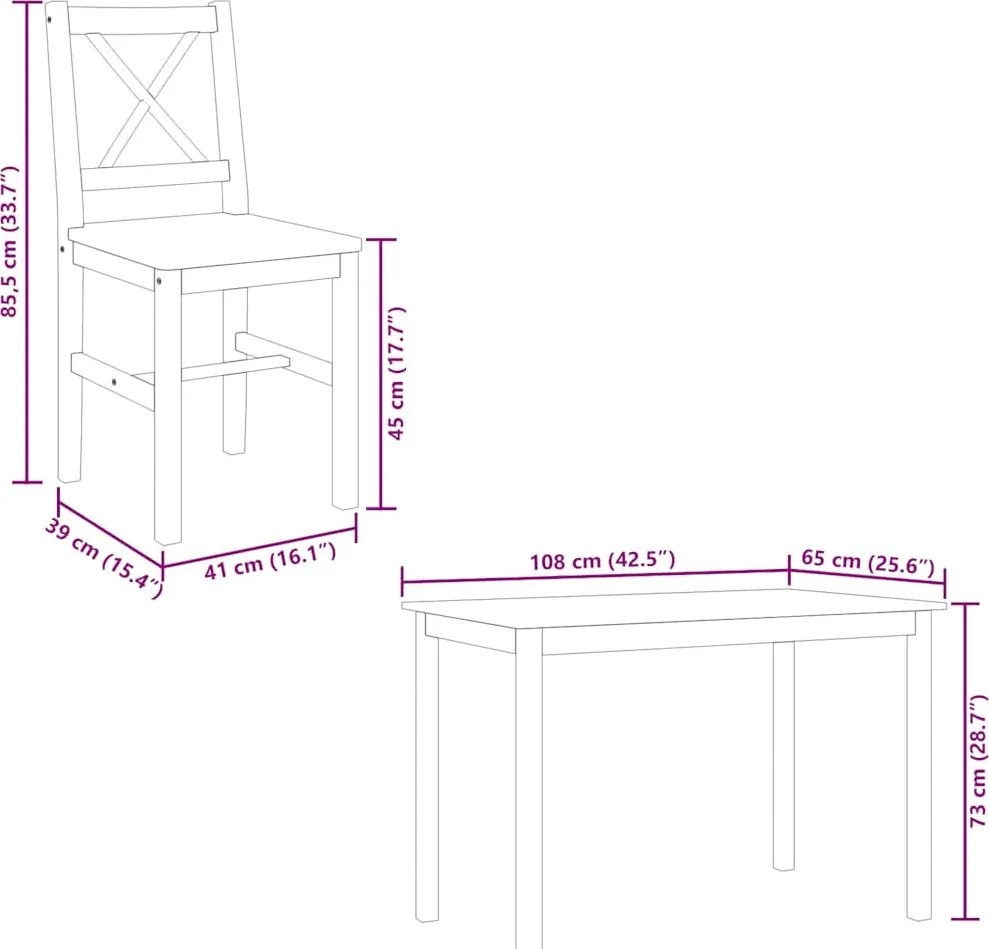 vidaXL 5dílný jídelní set a bílý [240883] Barva: Bílá