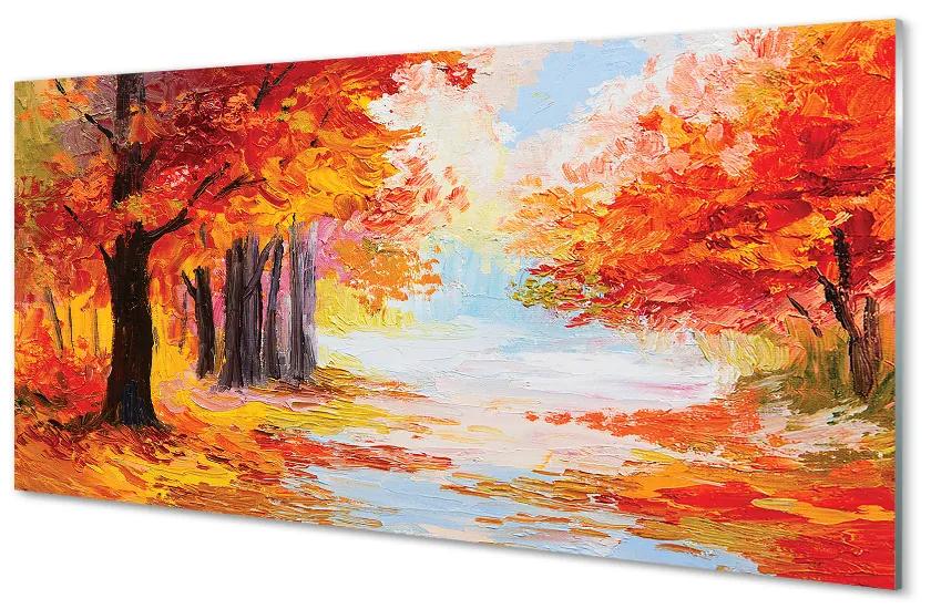 akrylový obraz Podzimní listí stromu 120x60 cm