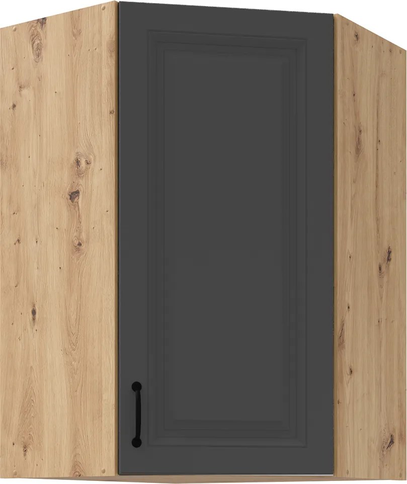 STILO gr | horní skříňka 60x60 GN-90 1F (45°) rohová s policemi | VYSOKÁ | UNI dvířka | artisan/grafit