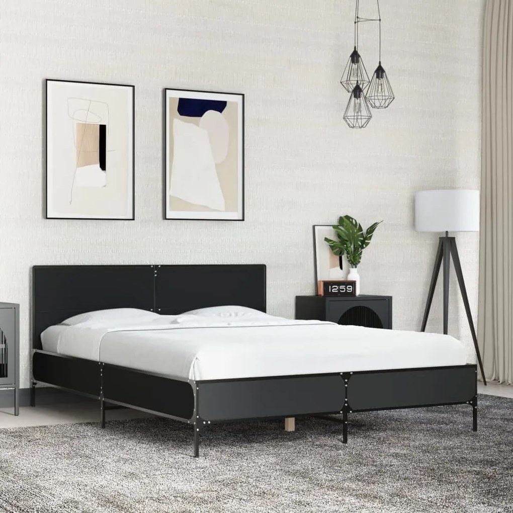 Rám postele černý 120 x 190 cm kompozitní dřevo a kov 3280022