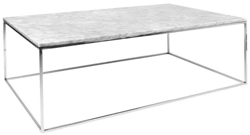 Konferenční stolek Amaro, chromovaná podnož, bílý mramor