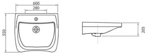 Sapho - Bezbariérové závěsné umyvadlo DISABLED 60x55 cm keramika/bílá