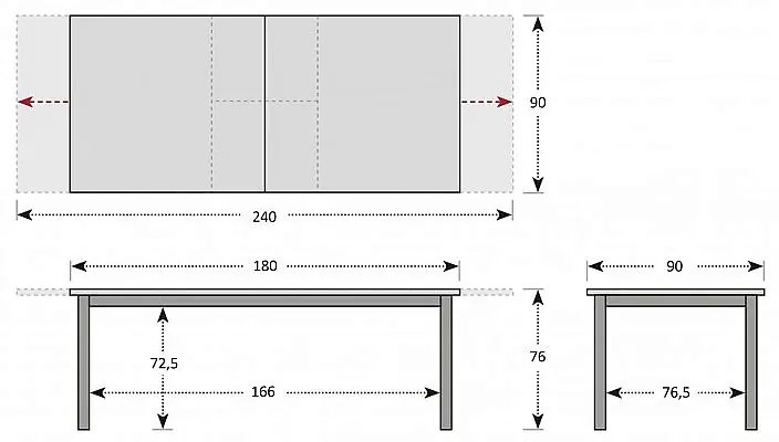 DOPPLER Hliníkový stůl rozkládací FIRENZE 180/240x90 cm