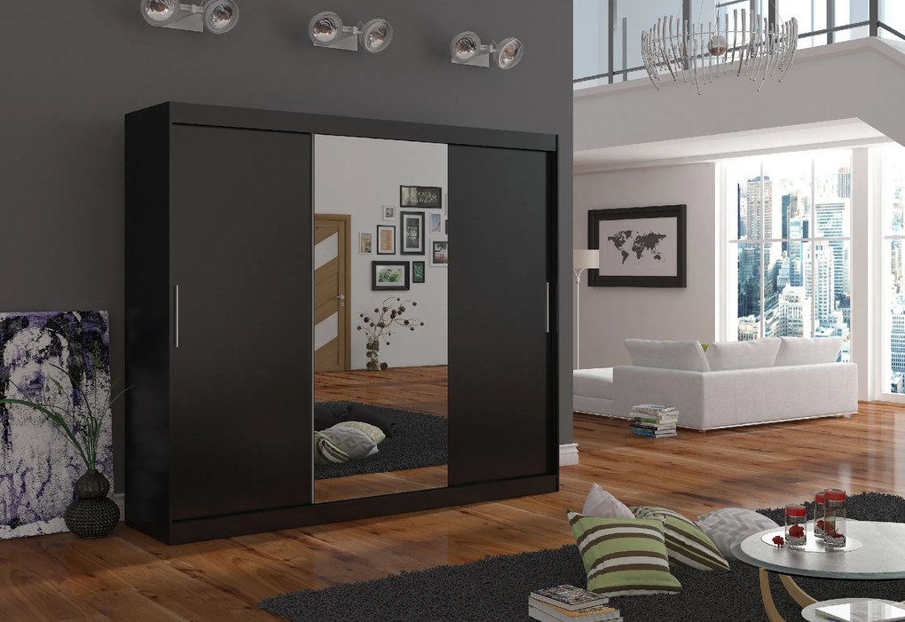 ADRK Furniture Posuvná skříň s zrcadlem DENIS 250 ADRK-SW-DEN-B-250