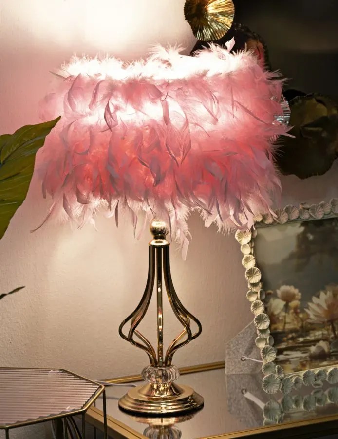 Stolní lampa Tarty 54 cm růžovo-zlatá