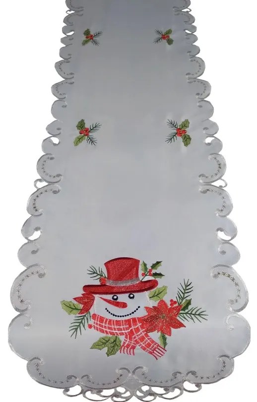 Vánoční šedá štóla s výšivkou sněhuláka Šířka: 40 cm | Délka: 85 cm